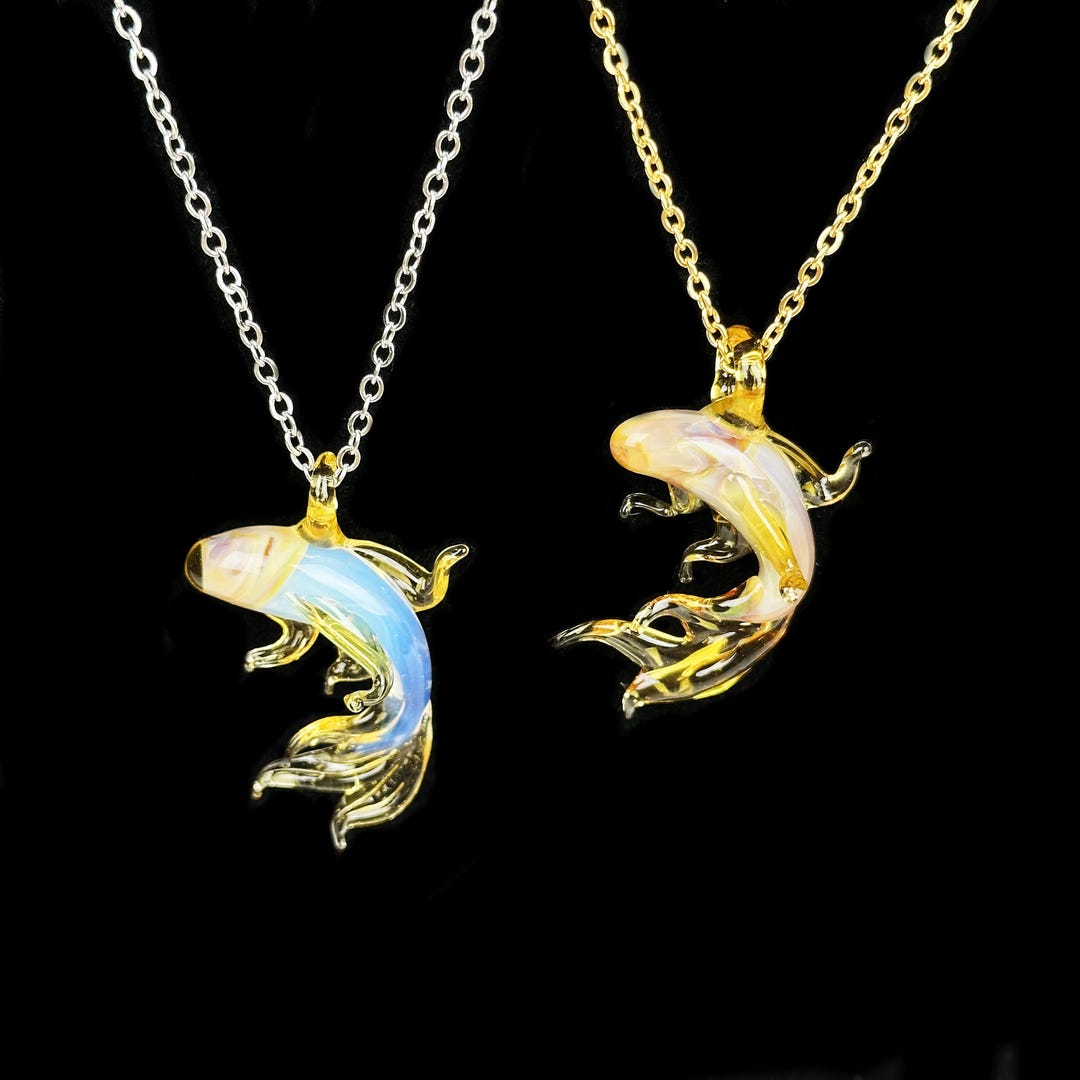Glass Koi Fish Necklace, Glass Fish Pendant Necklace, Luxury Glass Koi ...