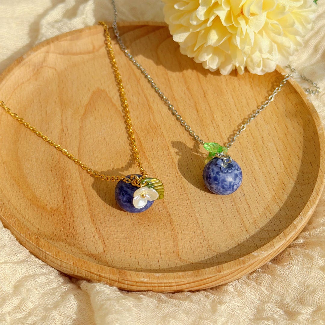 Resin Blueberry Necklace, Fruit Blueberry Necklaces, Gold Chain ...