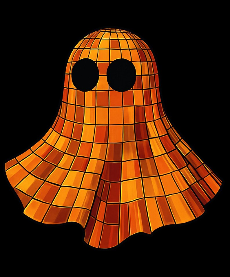 Orange Disco Ghost PNG – Cute Retro Halloween Sublimation Design ...
