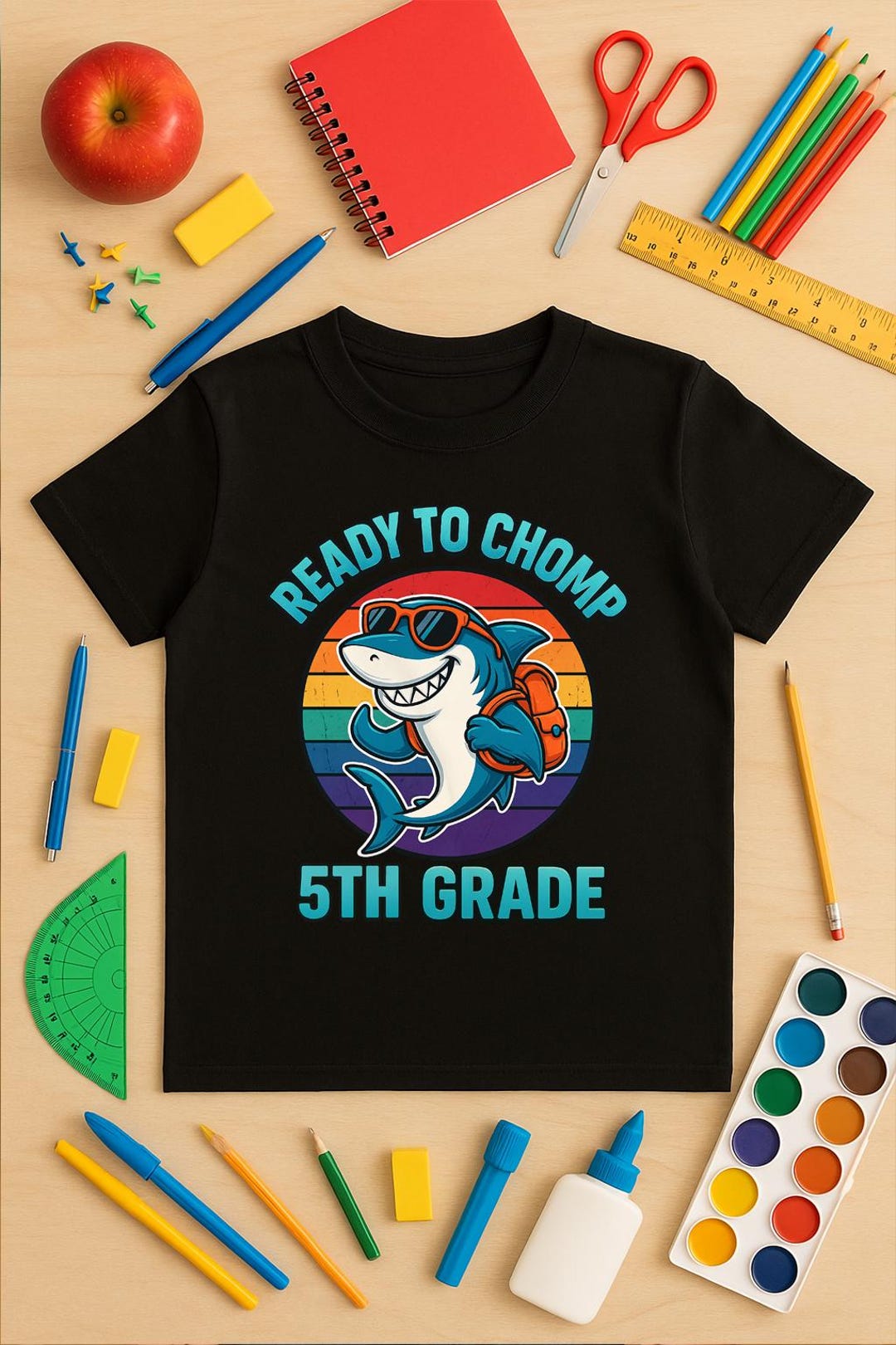 Ready to Chomp 5th Grade Shark PNG: Back to School Shirt Design ...