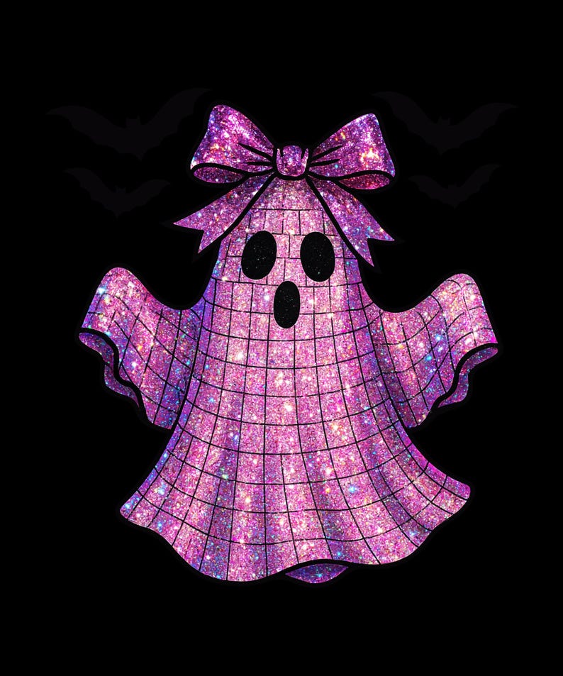 Pink Glitter Disco Ghost PNG – Cute Retro Halloween Sublimation Design ...
