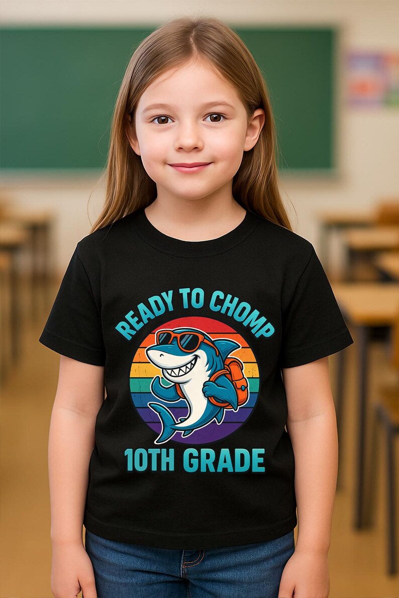Ready to Chomp 10th Grade PNG | Shark Back to School T-shirt Design ...