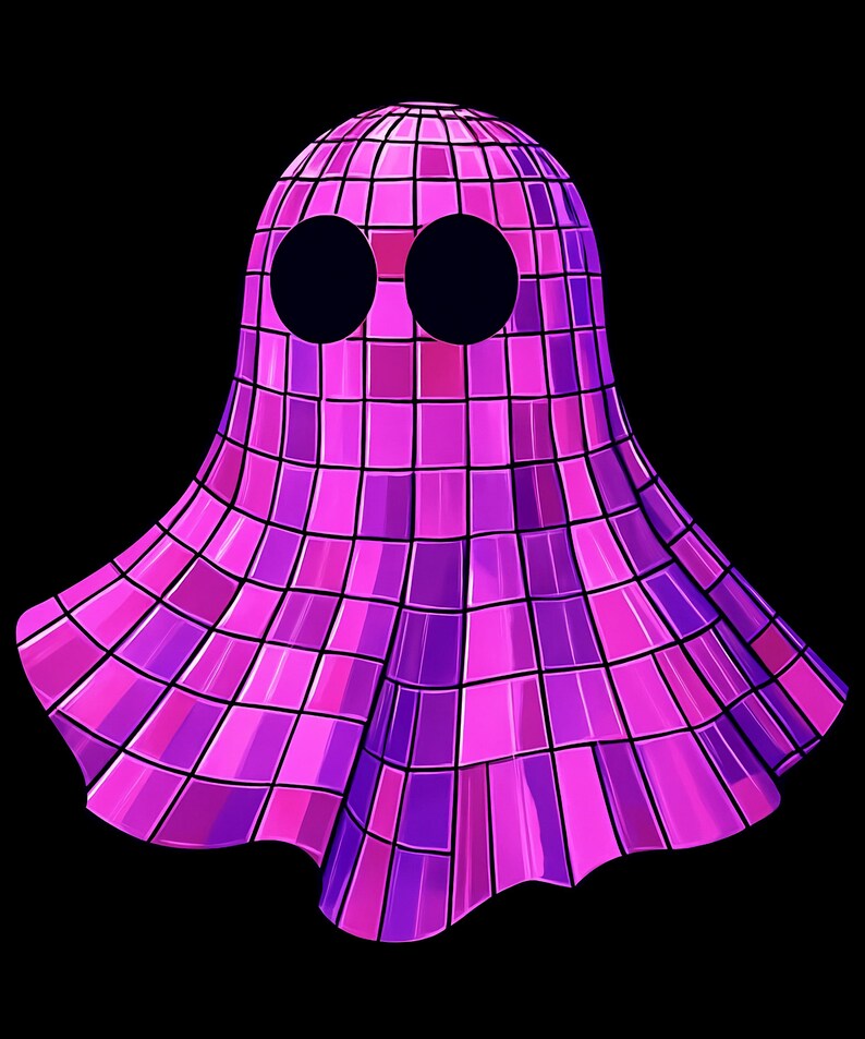 Pink Disco Ghost PNG – Cute Retro Halloween Sublimation Design, Sparkly ...