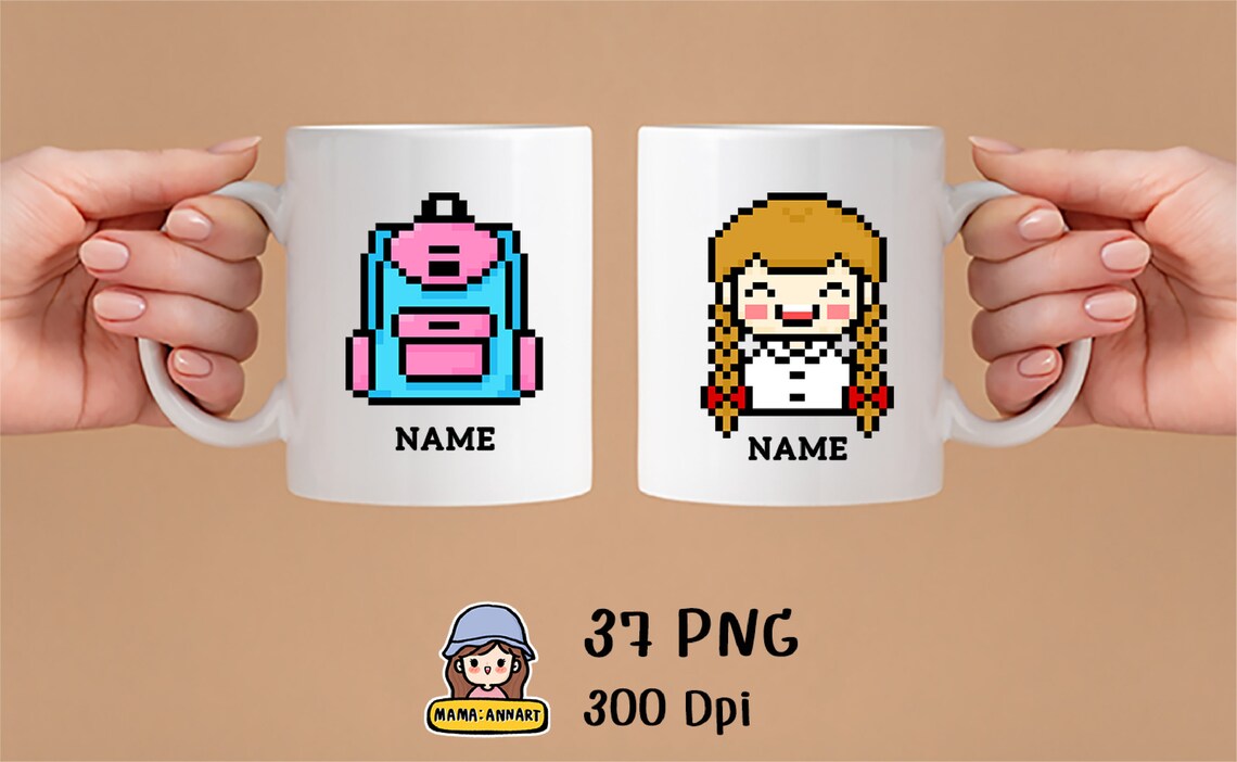 Set of Pixel Art Cute Cartoon Boy and Girl Student. - Etsy