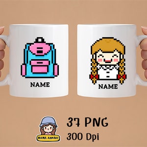 Set of Pixel Art Cute Cartoon Boy and Girl Student. - Etsy