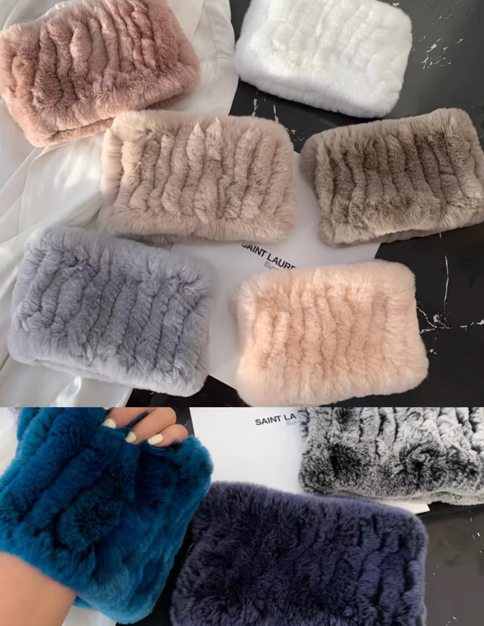 100% Real Real Rabbit Fur Winter Hat Headband Multipurpose Scarf ...