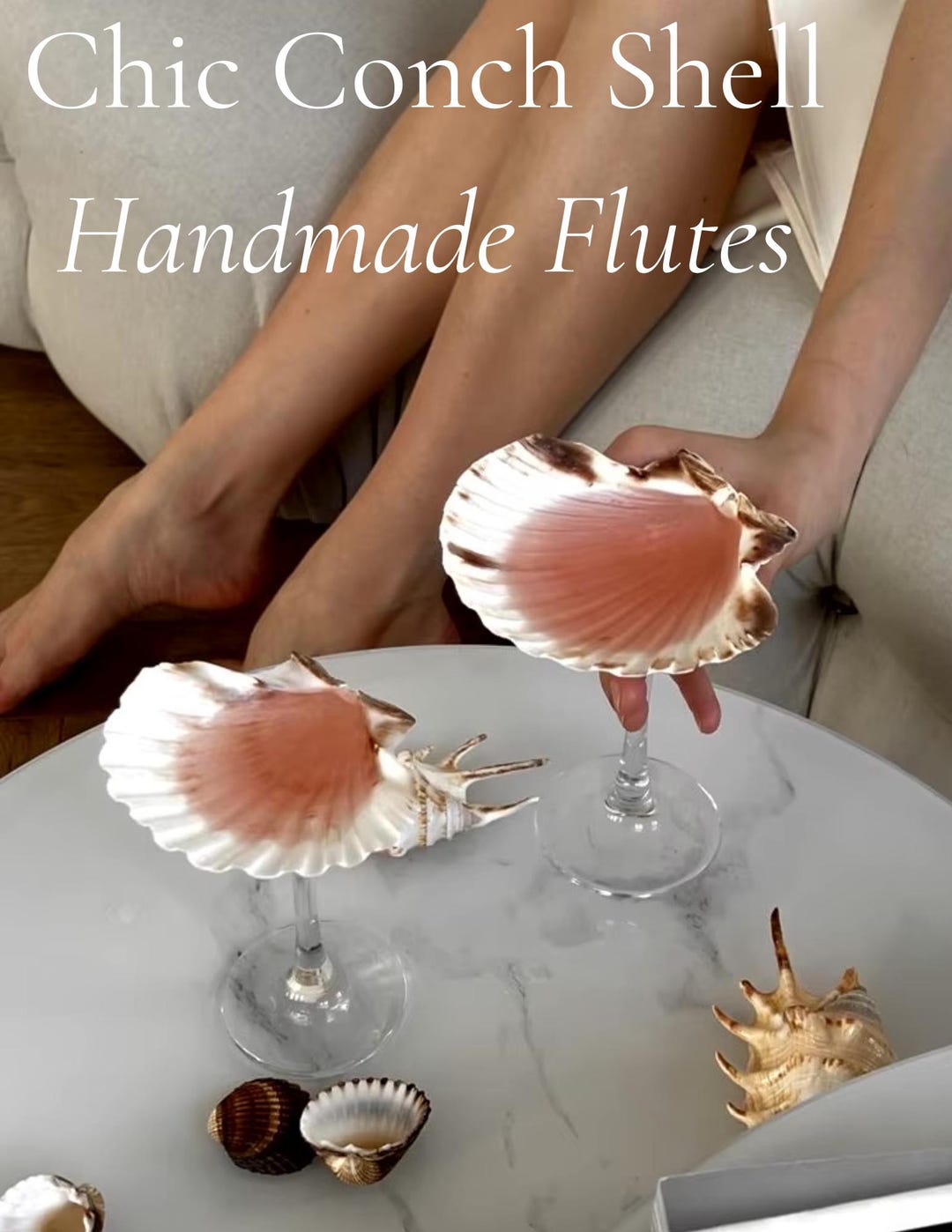 Elegant Tall Handmade Conch Shell Goddess Flute Glass Wine Coupe ...