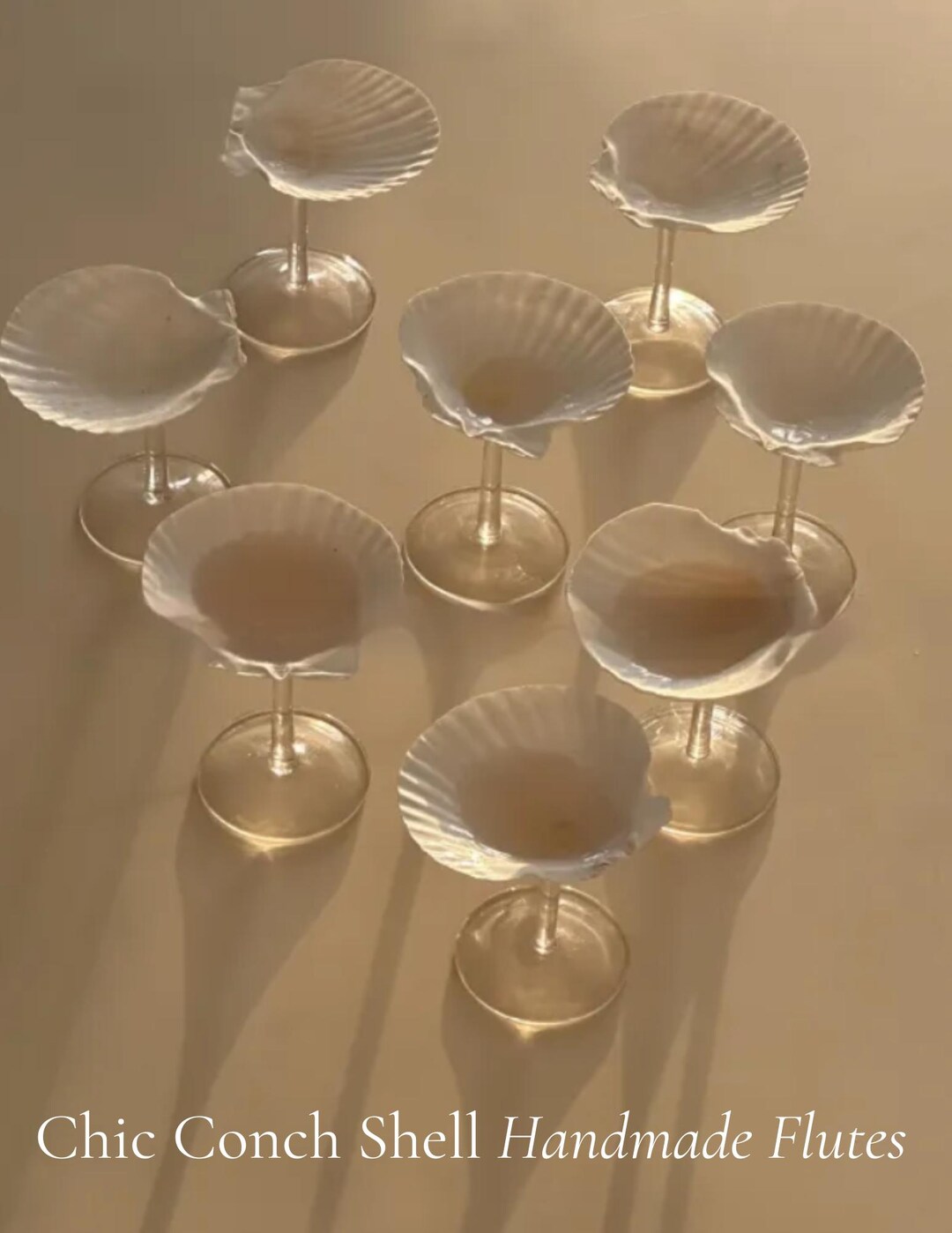 Elegant Tall Handmade Conch Scallop Shell Goddess Flute Glass Wine ...