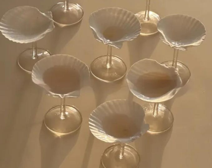 Elegant Tall Handmade Conch Scallop Shell Goddess Flute Glass Wine ...