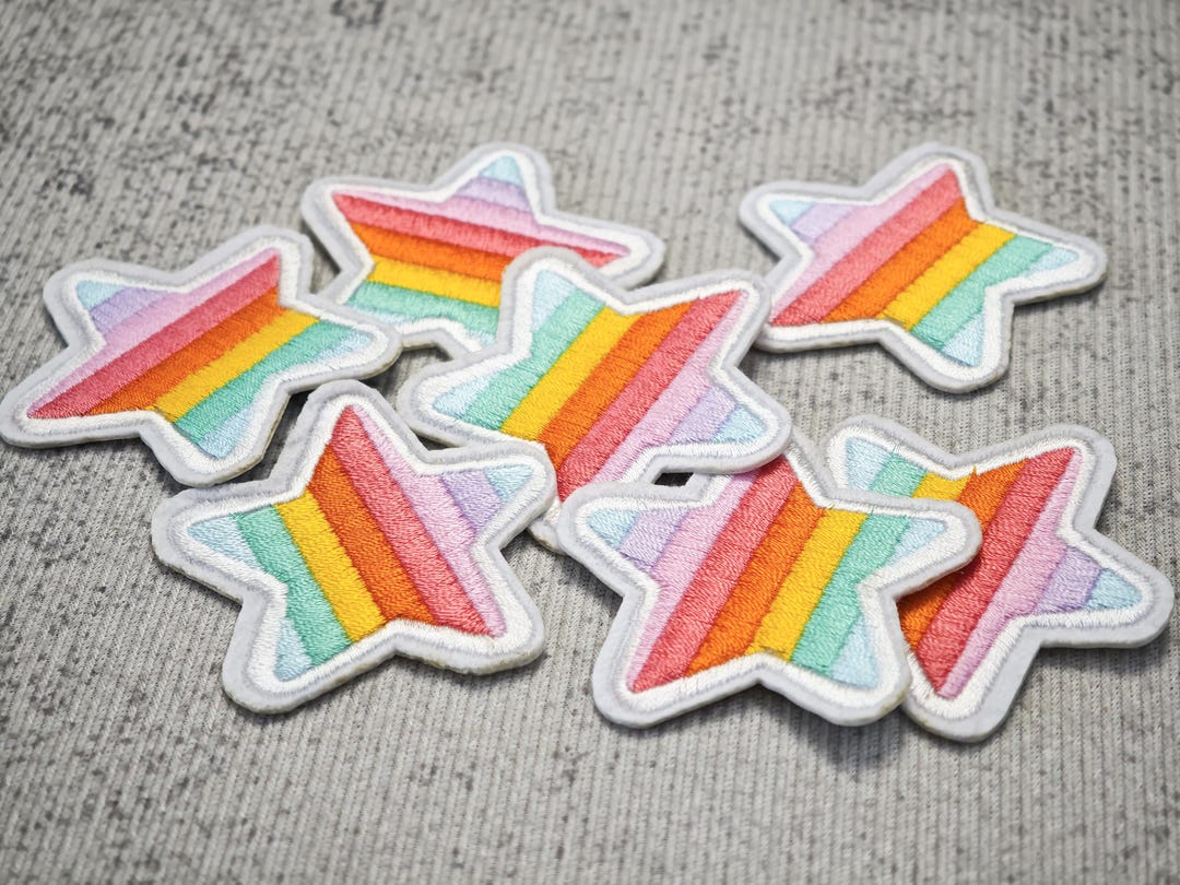 Rainbow Star Embroidered Patch, Colorful Iron on Patch, Cute Star Patch ...