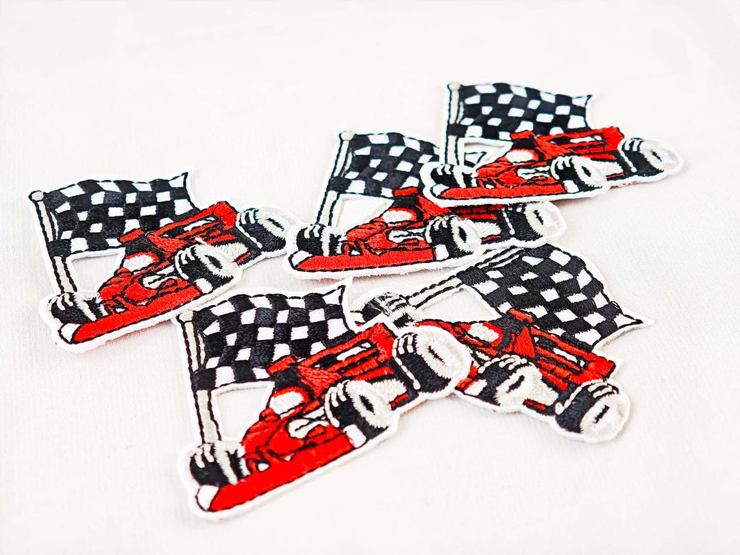 Embroidered Race Car Patch for Kids – Sew or Iron on Cartoon Applique ...