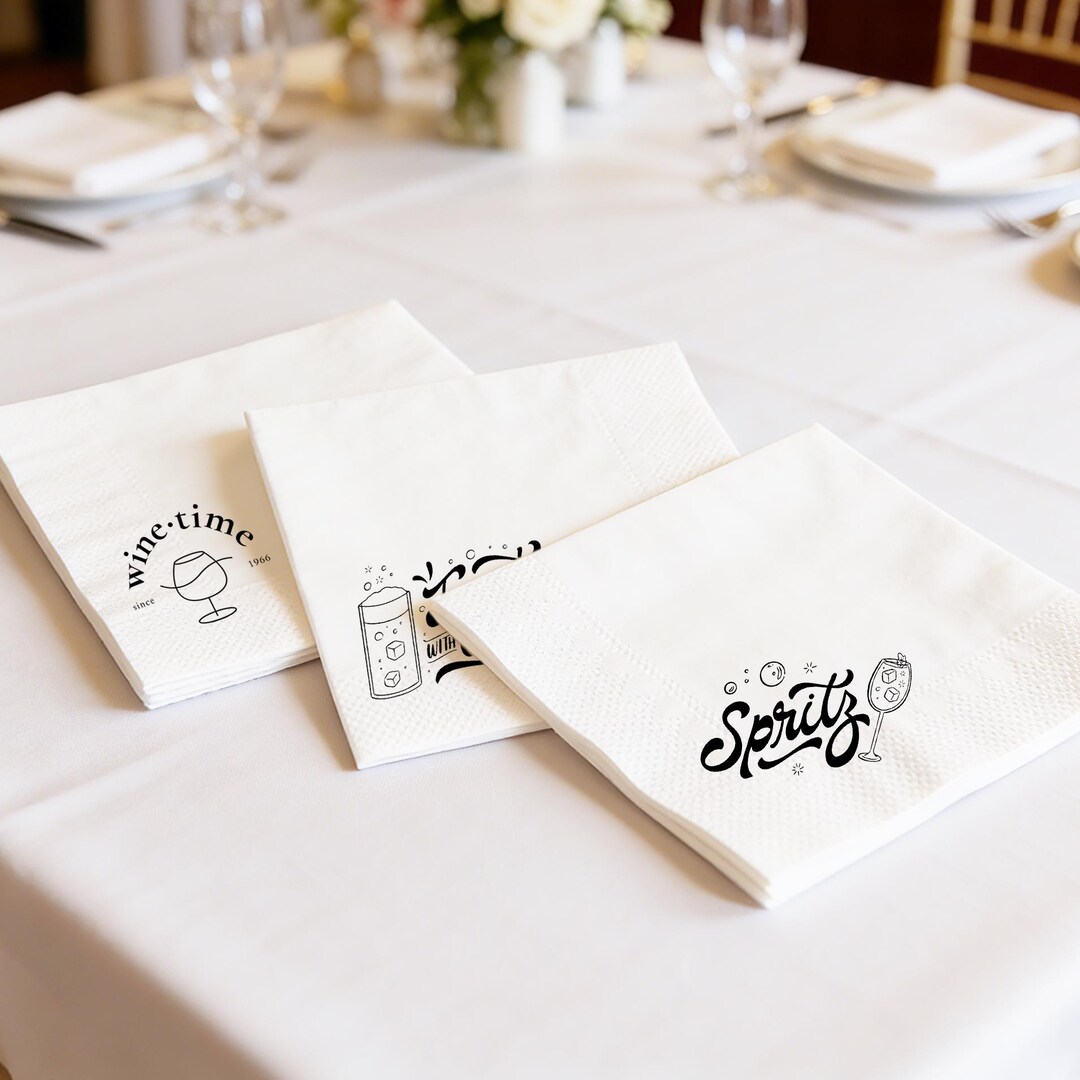 Custom Design Napkins, Custom Monogrammed Full Color Printed Cocktail ...
