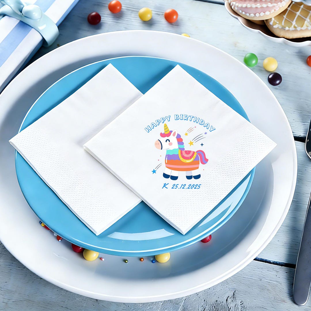 Custom Birthday Cocktail Napkins, Custom Name Napkin With Cute Pattern ...