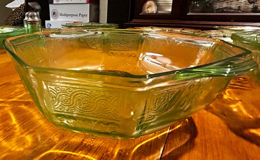 Vintage Princess Depression Glass Octagonal Bowl - Etsy