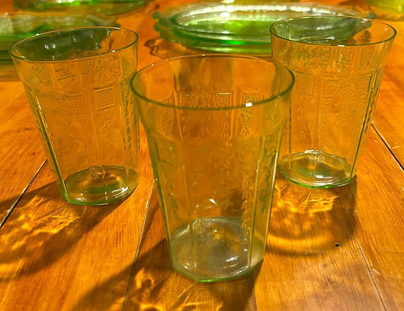 Princess Depression Glass Water Glasses Lot of Three (3) - Etsy