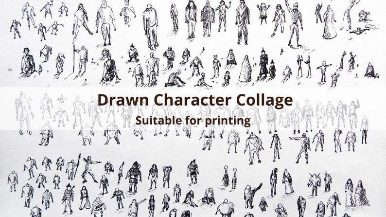 Hand-drawn Character Collage, Figure Sketching Study Poster, Fun ...