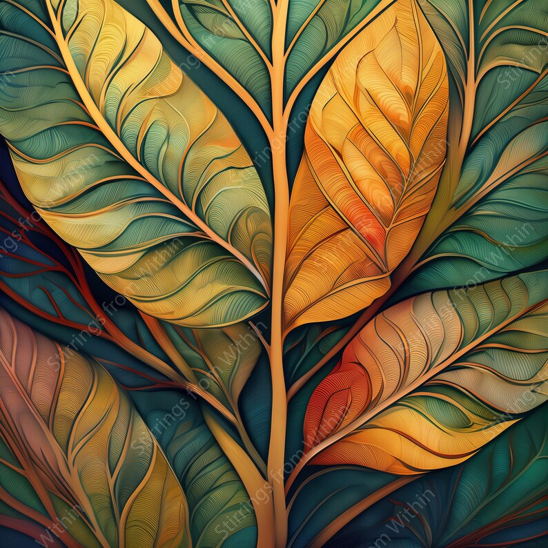 Abstract Leaf Texture Pack, Digital Leaf Background Overlay 4k, Clip ...