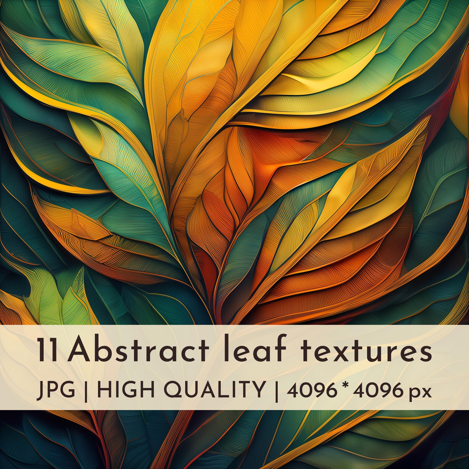 Abstract Leaf Texture Pack, Digital Leaf Background Overlay 4k, Clip ...
