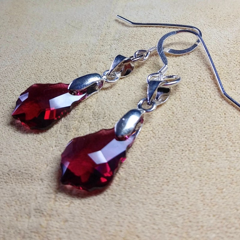 Red Crystal Earrings - Etsy