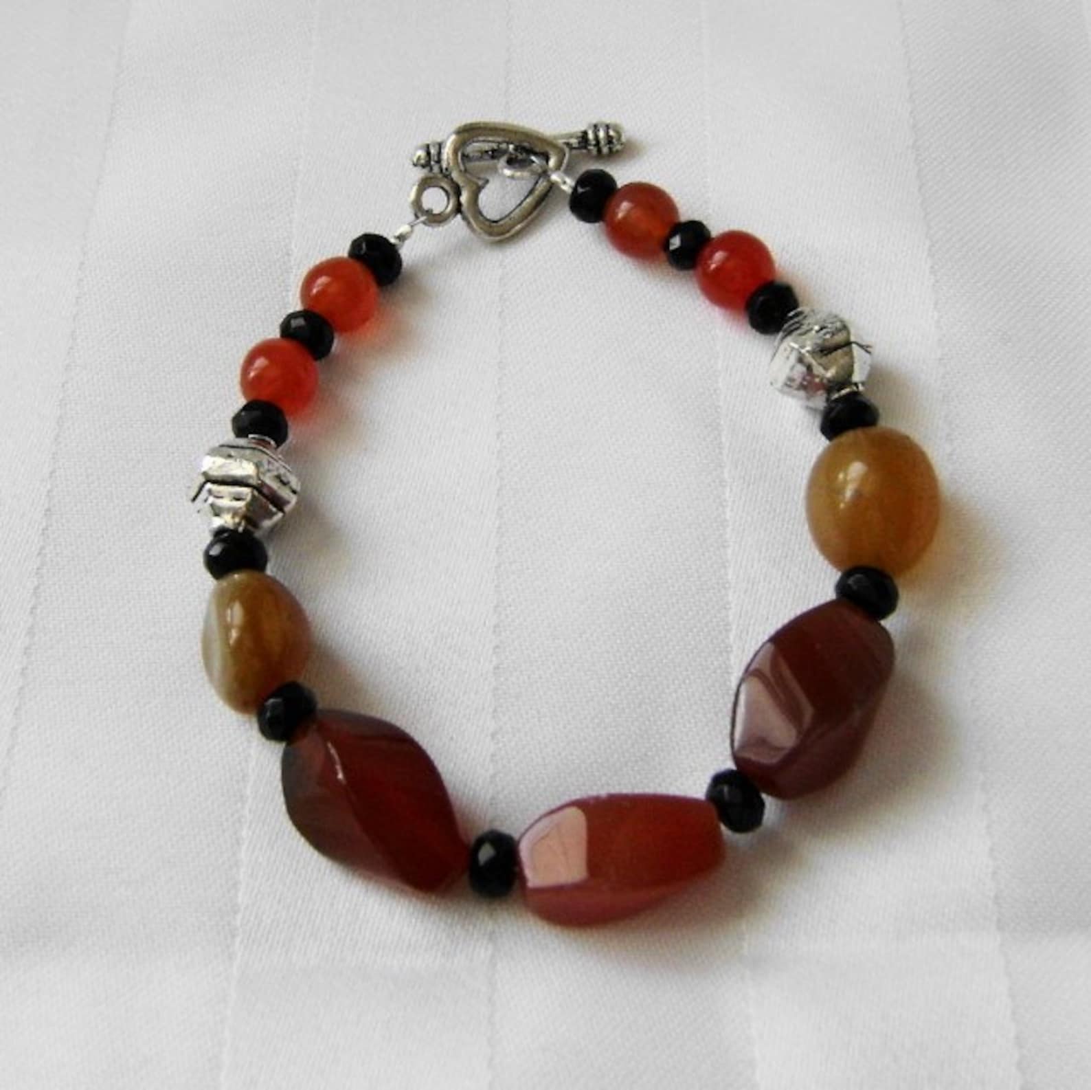 Pulsera de piedras preciosas de ágata roja, joyería de piedras ...