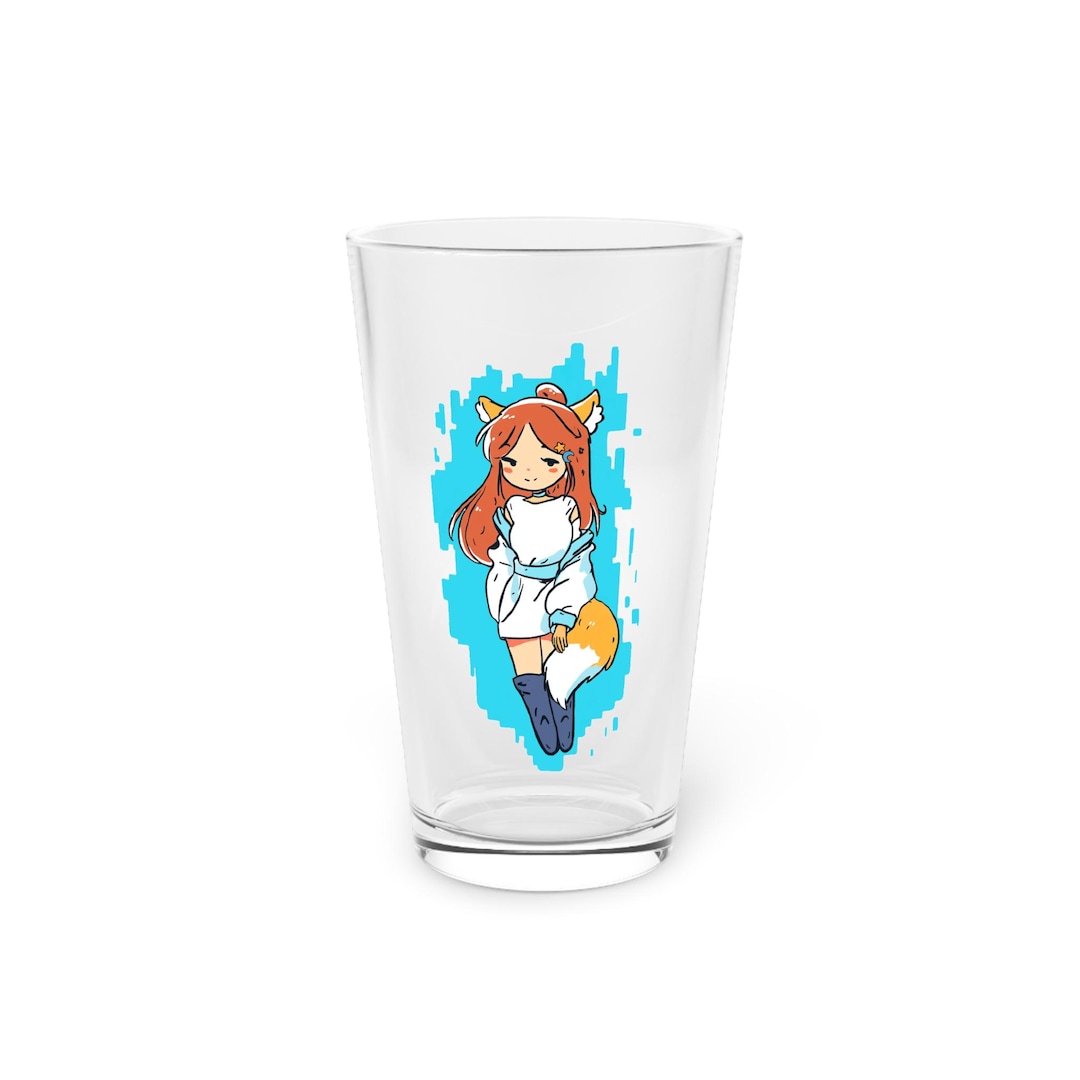 Charming Fox Girl - Cute & Sly Art on Light Blue Background - Anime ...