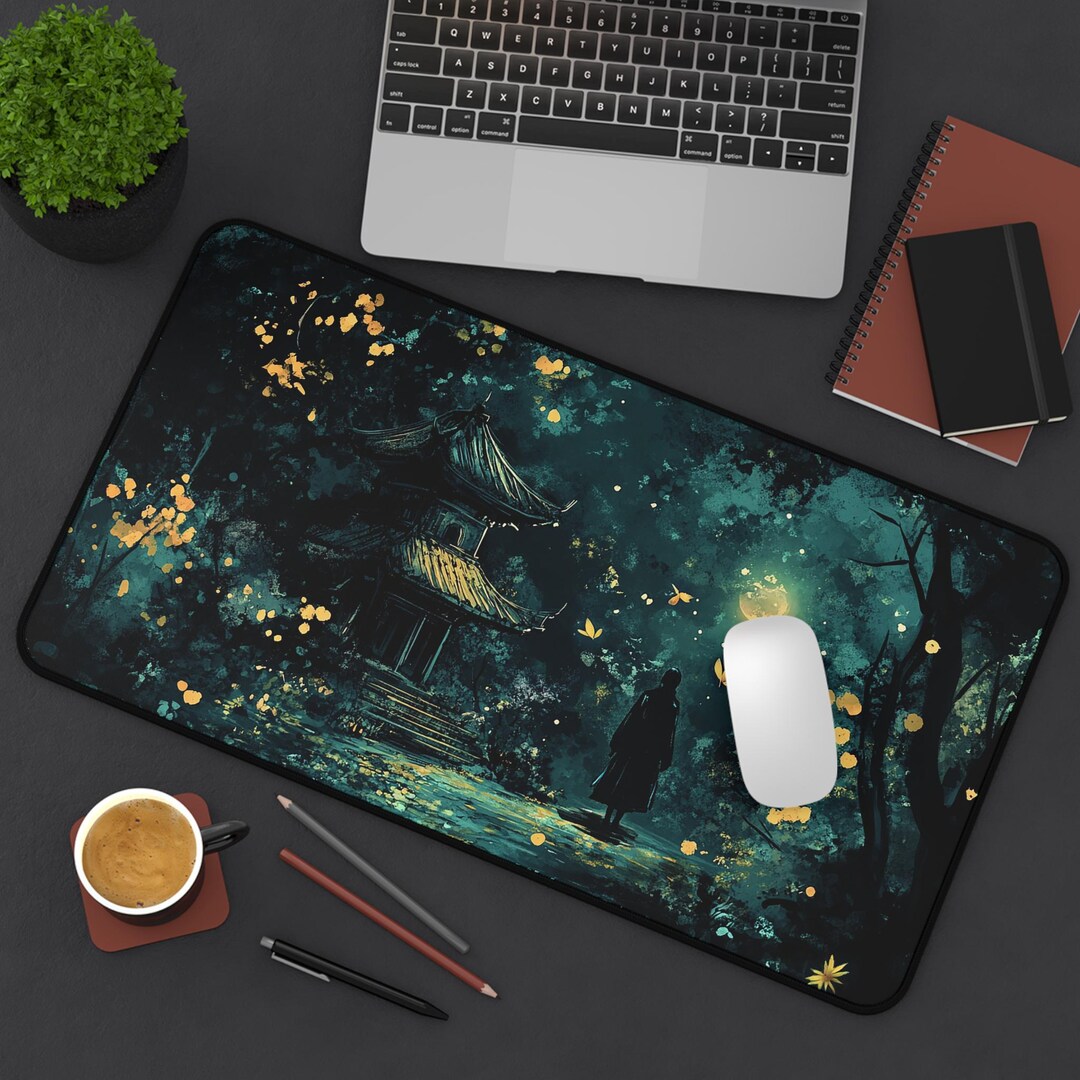 Japanese Shrine Nighttime Fantasy Desk Mat - Etsy