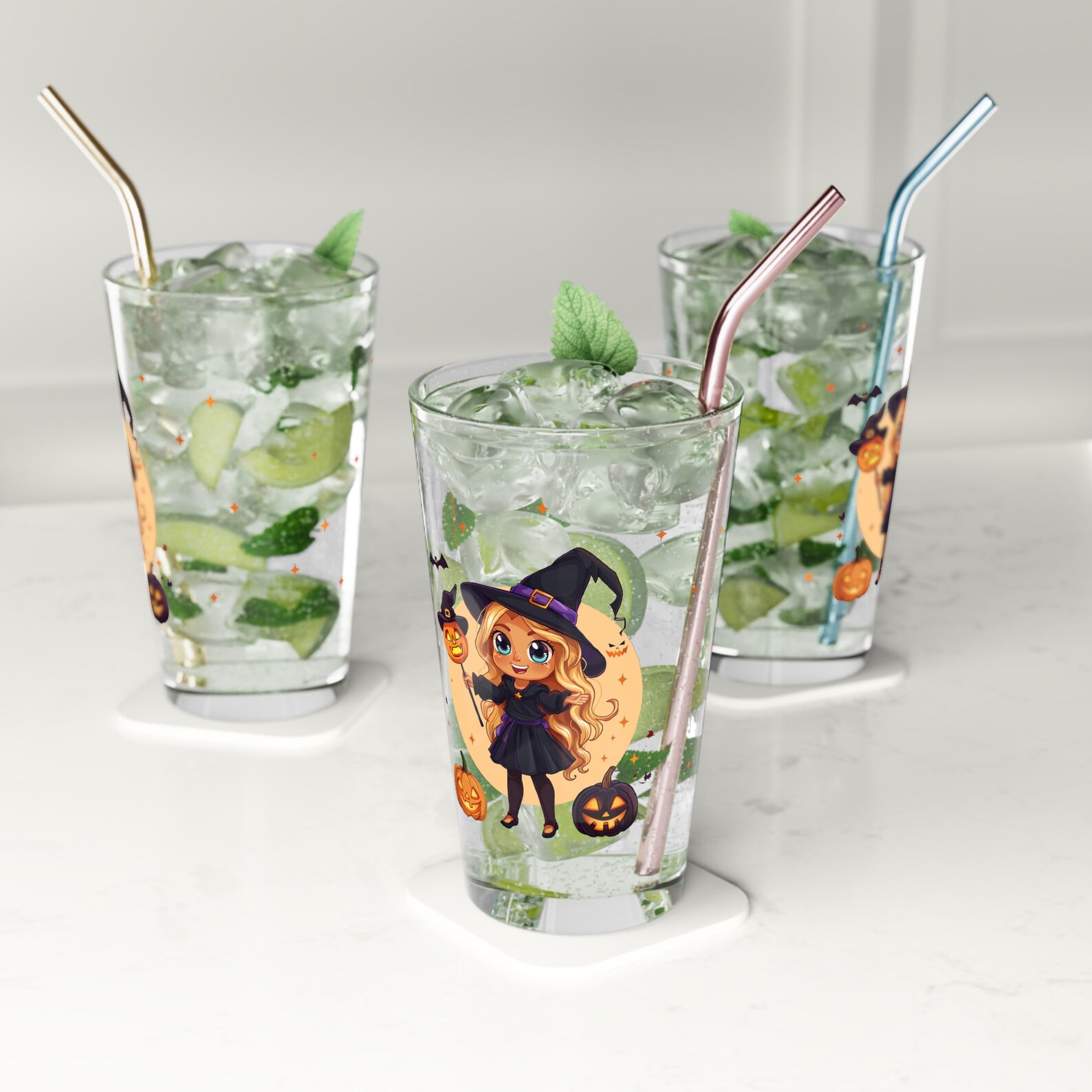 Cute Halloween Magician Girl Pint Glass, 16oz - Etsy