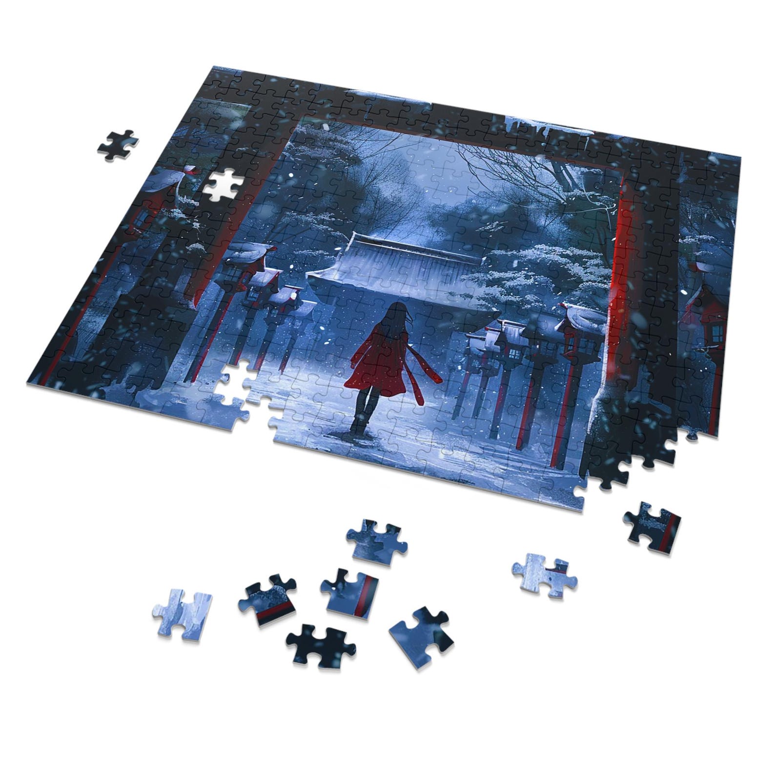 Japanese Snowy Shinto Shrine Girl Jigsaw Puzzle (30, 110, 252, 500,1000 ...