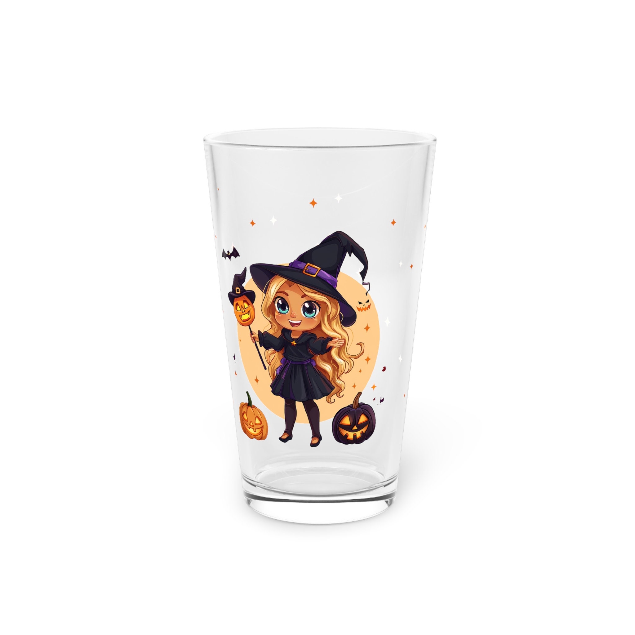 Cute Halloween Magician Girl Pint Glass, 16oz - Etsy