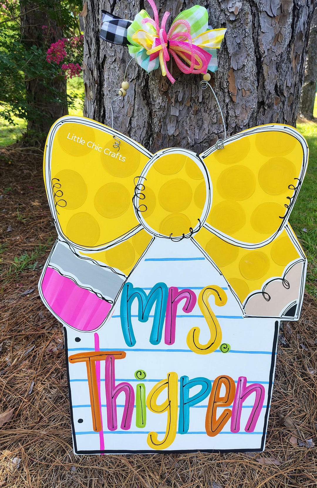 Pencil Bow Paper- Teacher- Back to School- Doorhanger- Colorful ...