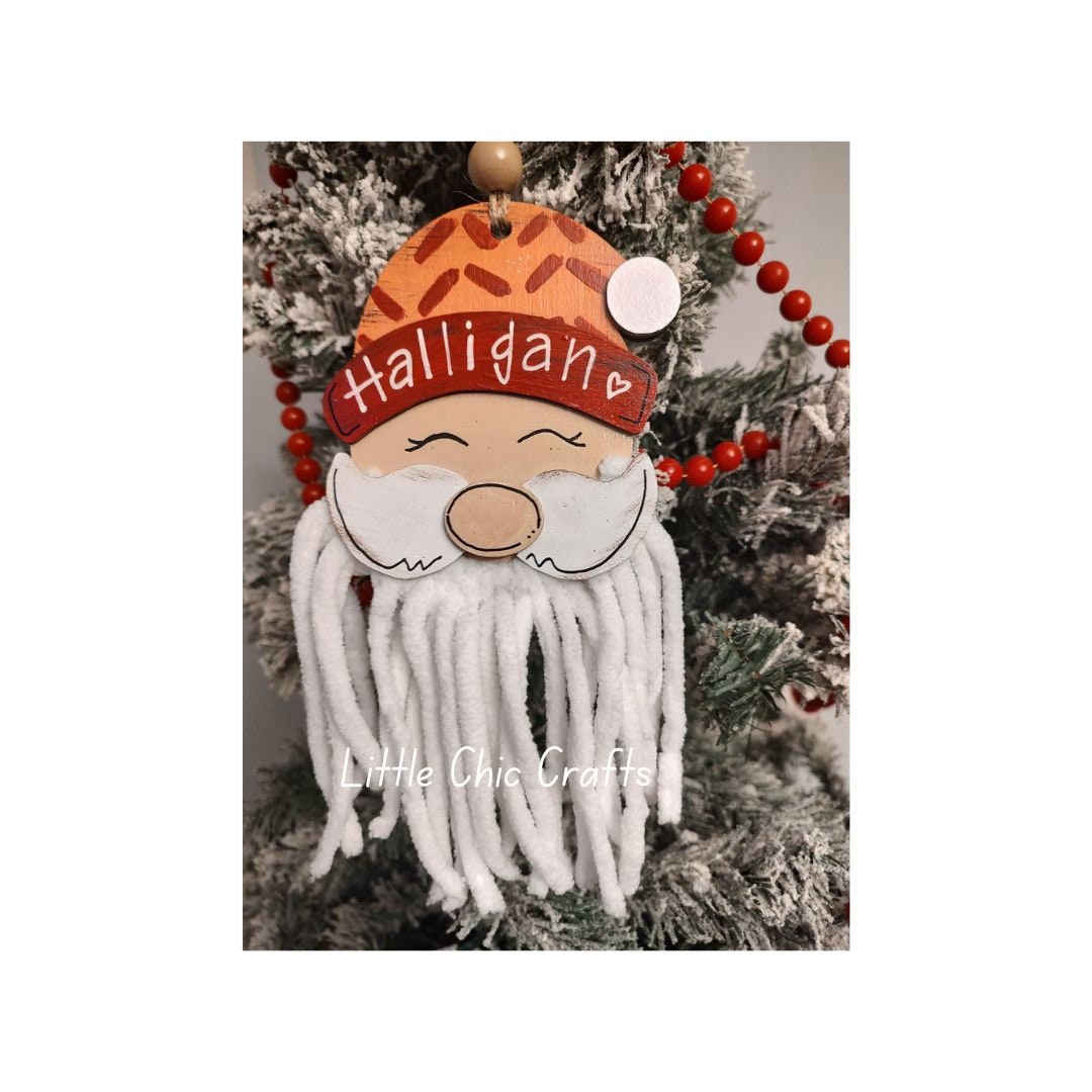 Bearded Santa Ornament Macrame-yarn-personalized-painted - Etsy