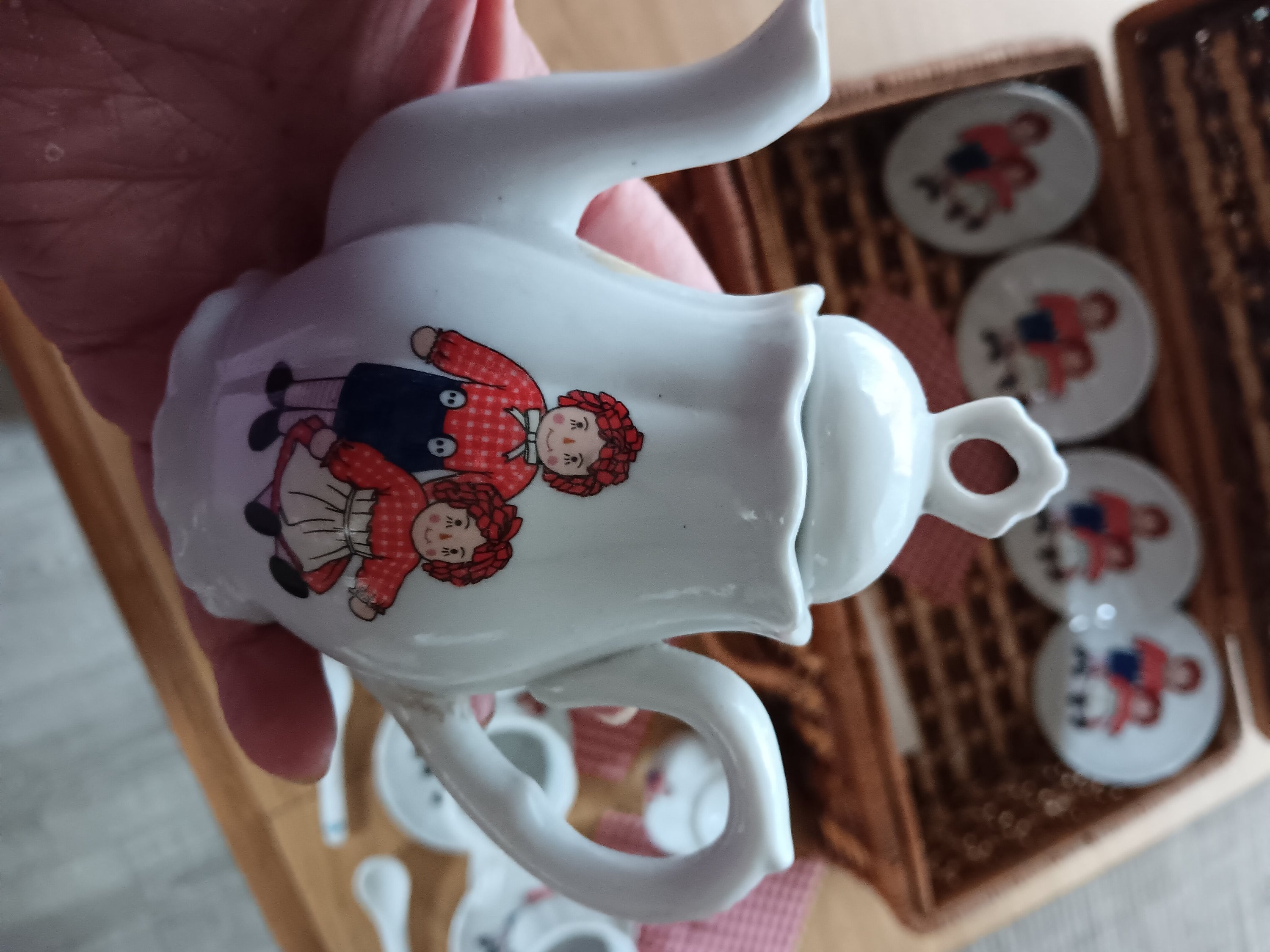 Vintage Raggedy Ann and Andy Toy Tea Set With Wicker Basket - Etsy