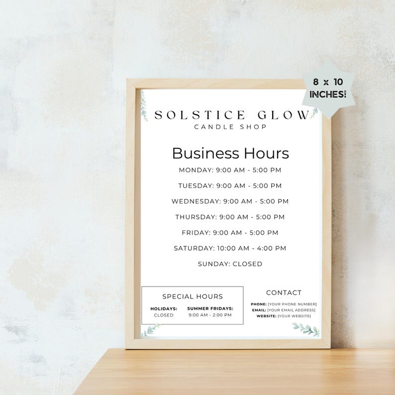 Business Hours Sign| Printable Sign for Office | Business Hours Sign ...
