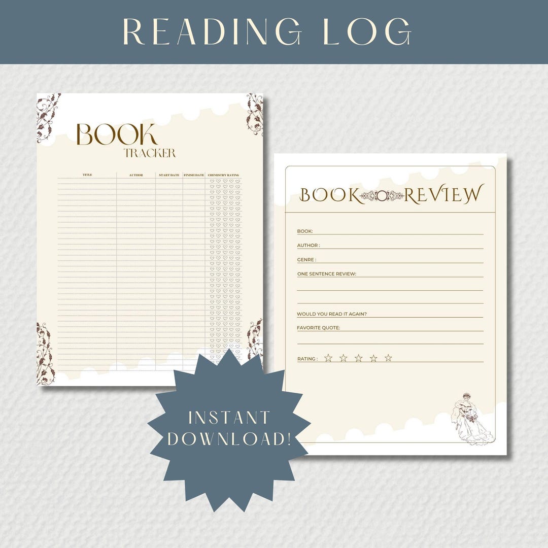 Printable Reading Log & Book Review: Minimalist Tracker (PDF Download ...