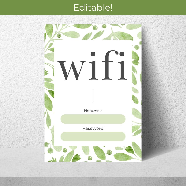 Editable Wifi Sign| Guest Wifi Password Sign| Modern Template for ...