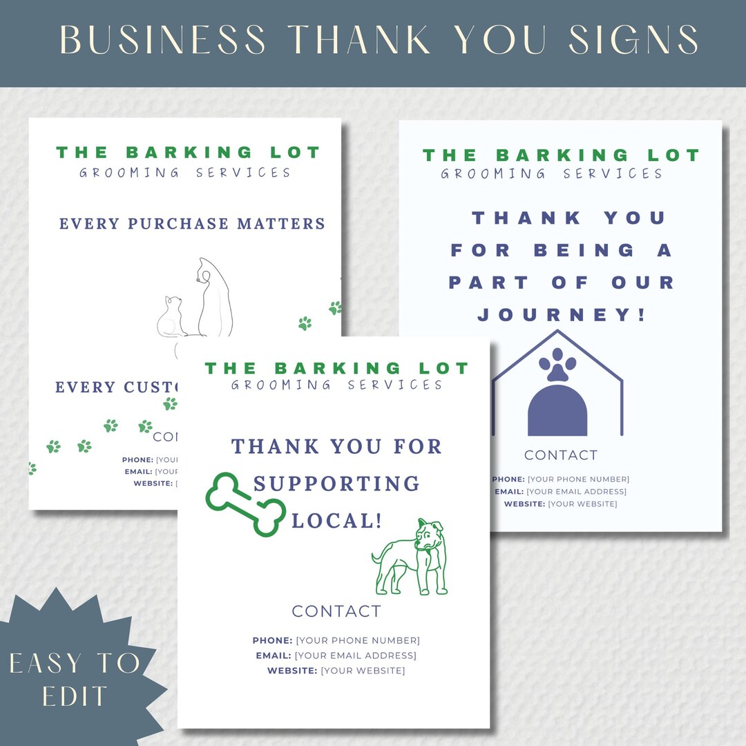 Thank You Sign for Business| Printable Signs for Office or Small ...