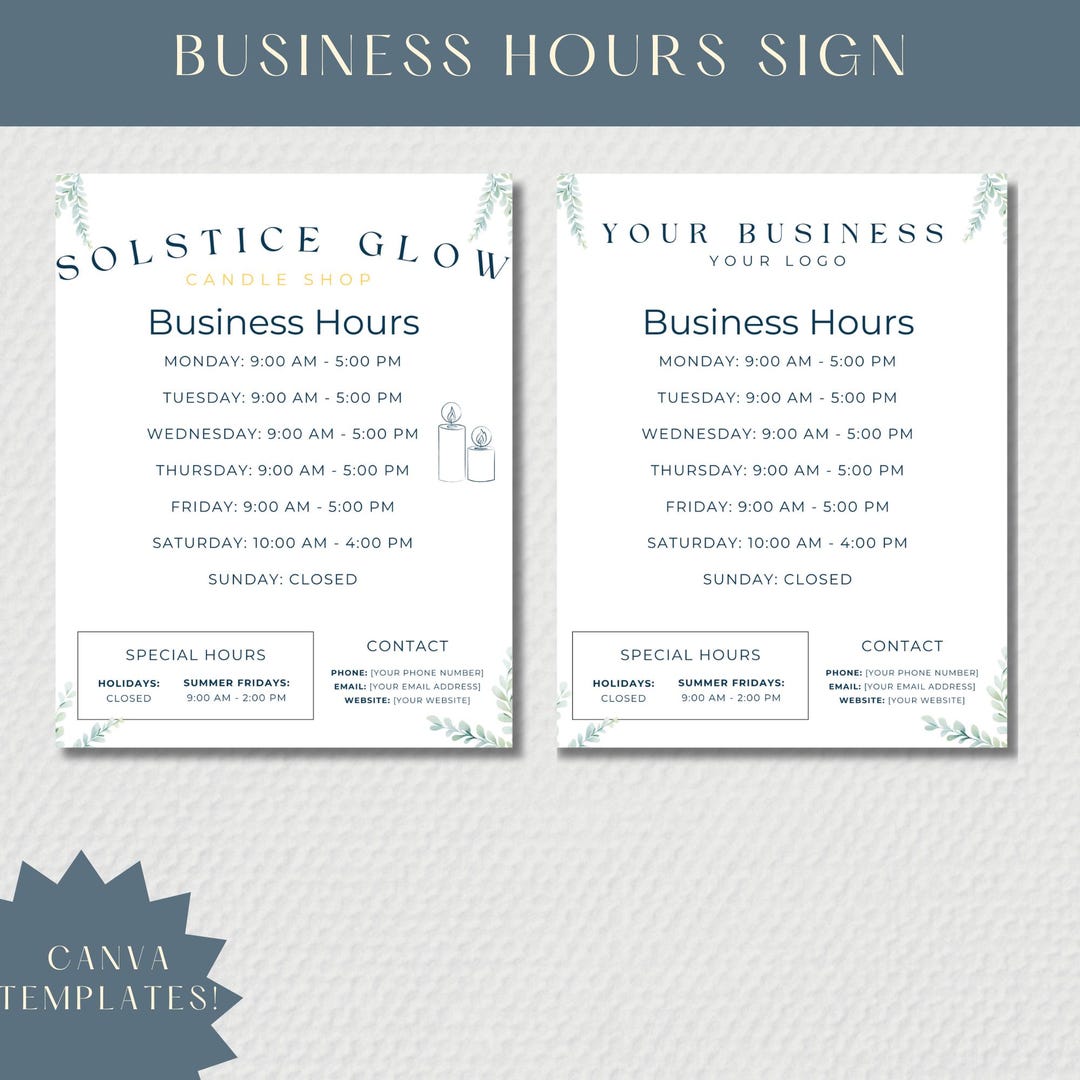 Business Hours Sign| Printable Sign for Office | Business Hours Sign ...