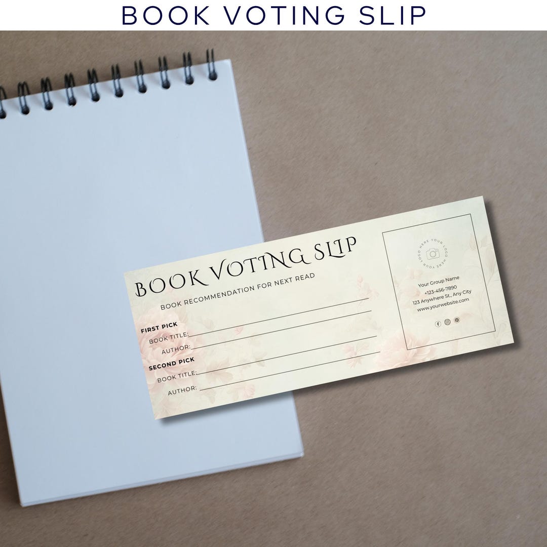 Romance Book Voting Slip Canva Template | Printable Reading Group ...