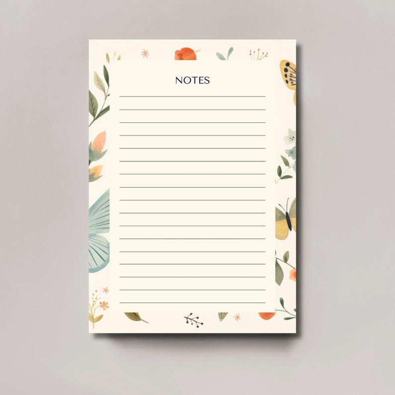 Floral Butterfly Stationery Set: Elegant Lined/unlined Note Paper (PDF ...