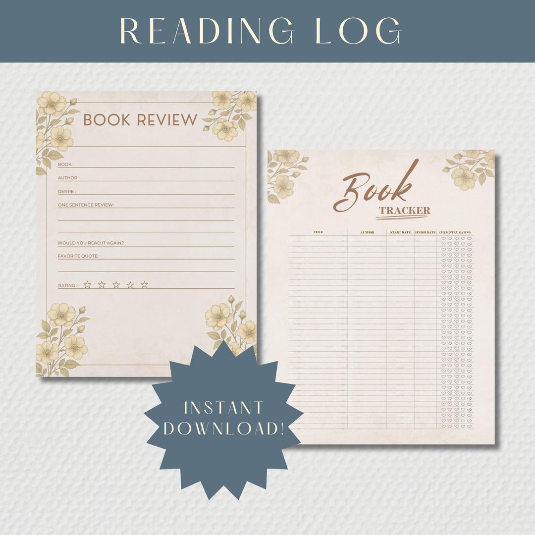 Reading Log| Book Review Printable | Reading Tracker| Book Rating Sheet ...