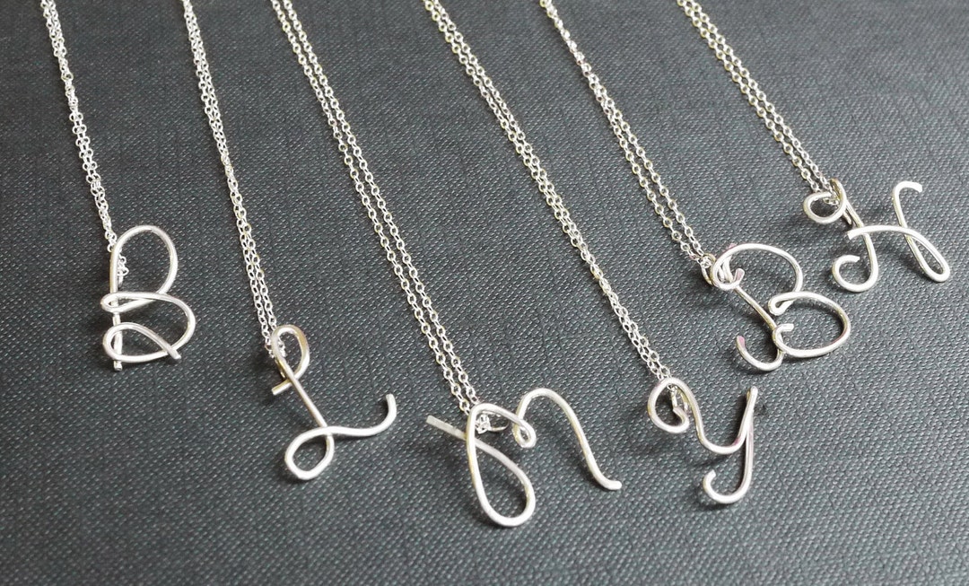 4 Bridesmaids Sterling Silver Initial Necklace Handforged, Handmade by ...