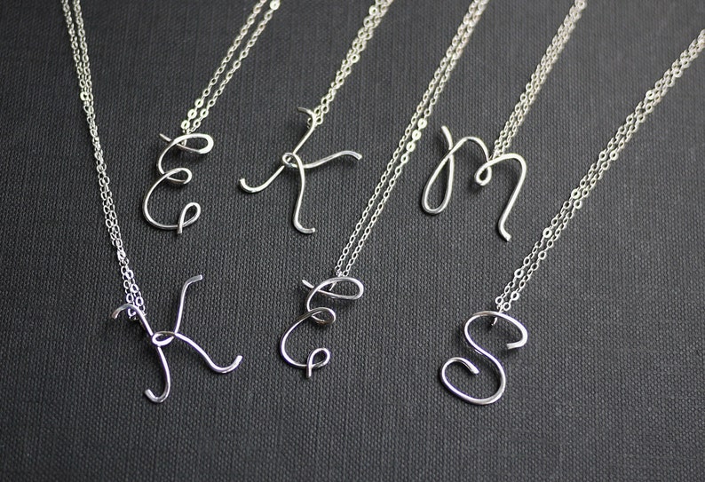 5 Bridesmaids Bridal Party Initial Necklaces Sterling Silver - Etsy