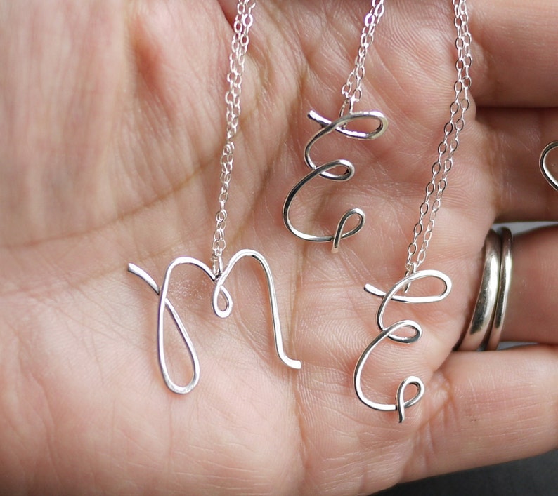 5 Bridesmaids Bridal Party Initial Necklaces Sterling Silver - Etsy