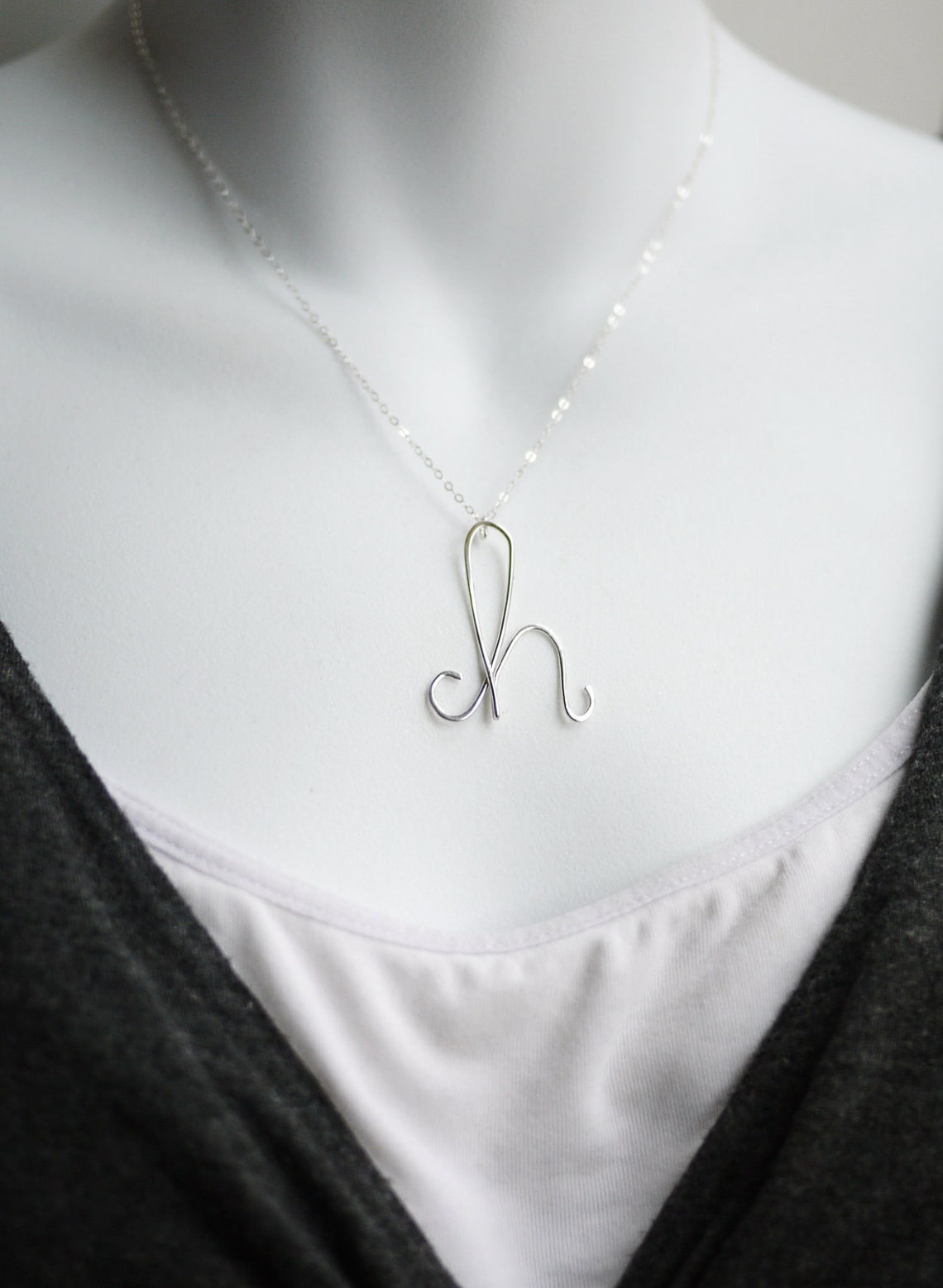 Sterling Silver Initial Pendant Necklaces by I Heart This | Etsy