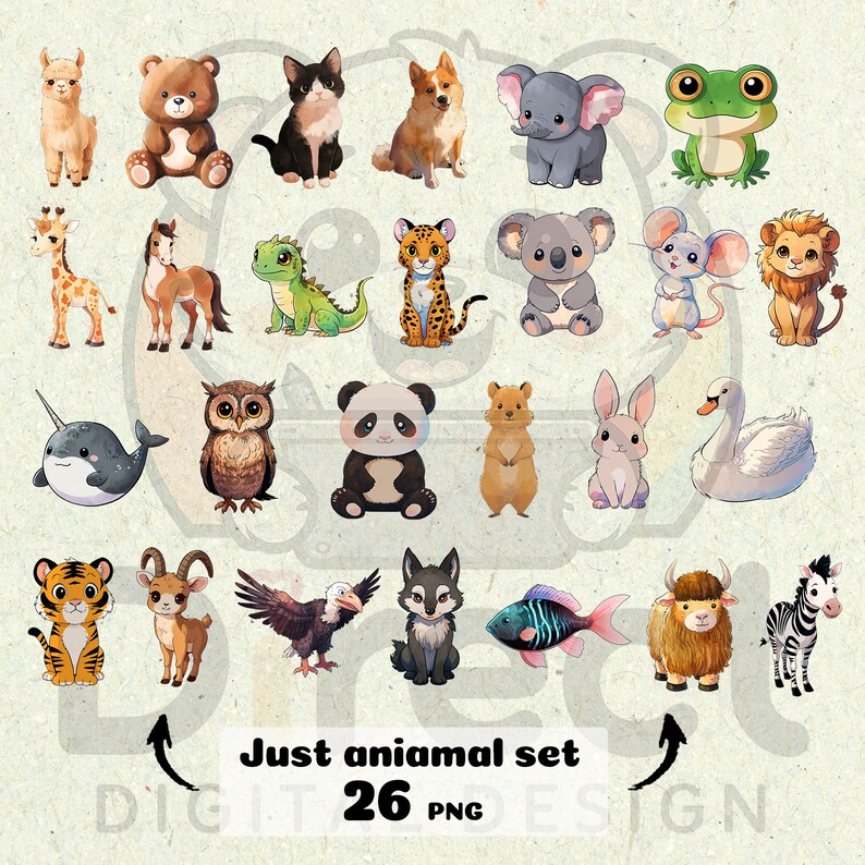 Watercolor Alphabet Animal Clipart, Alphabet Letter Clipart, Nursery ...