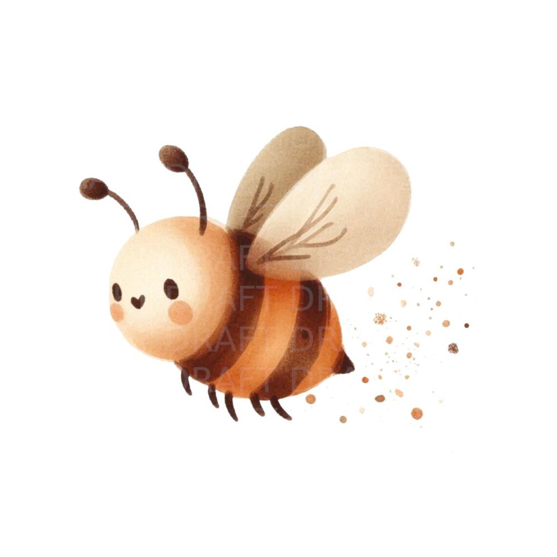 Fat Bumble Bee Flying, Watercolour Illustration, High Quality Digital ...