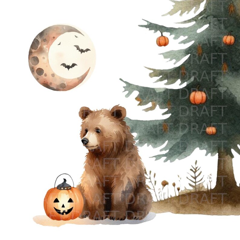 Halloween Forest, Creepy-cute Woodland Animals Clipart Bundle ...