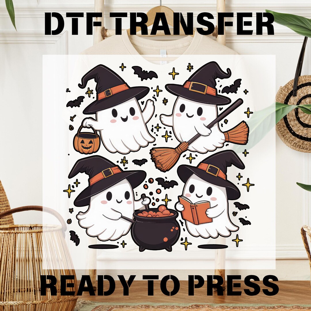 Witch Ghosts, Halloween Ghosts DTF Transfer, Ready to Press, Halloween ...