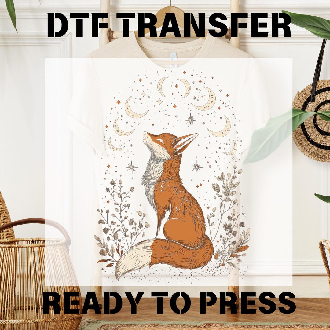 Folklore Fox Floral DTF Transfers, Retro Fox Ready to Press, Bulk Dtf ...