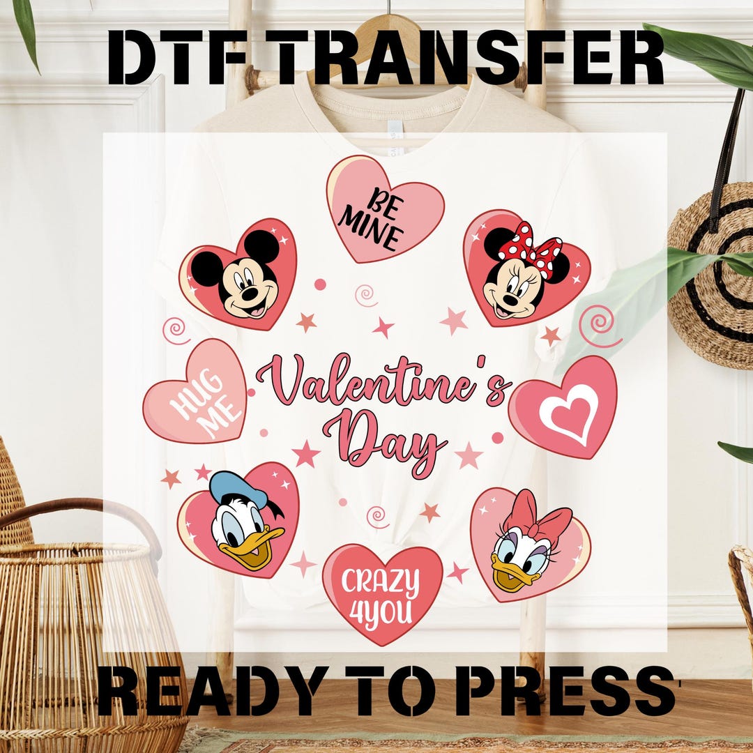 Mickey and Friends Valentine DTF Transfer, Disney Micky Mouse Love ...